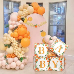 Little Cutie Baby Shower Decorations, Baby Boxes with Letters for Baby Shower, Baby Shower Banner Little Cutie Baby Balloon Boxes Baby Blocks for Orange Party Baby Shower Decor, Gender Revel