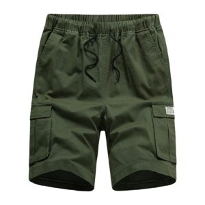 maiyifu-gj men's elastic waist cargo shorts relaxed fit casual drawstring outdoor shorts multi pockets summer short pants (armygreen,3x-large)