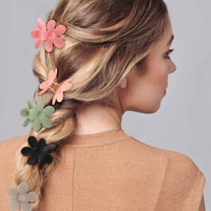 8PCS Flower Claw Clips, Hair Claw Clips for Thick Thin Hair, Non Slip Flower Hair Clips, Strong Hold Hair Clips for Women Girls, Aesthetic Color