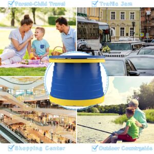 Portable Potty Seat, Toddler Folding Training Toilet Chair Kids Travel Foldable Potty Indoor Outdoor with Storage Travel Bag Blue