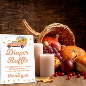 Gihyan Baby Shower Game Set - 1 Self-Standing Sign + 50 Guessing Cards, Fall Thanksgiving Day Diaper Raffle Tickets