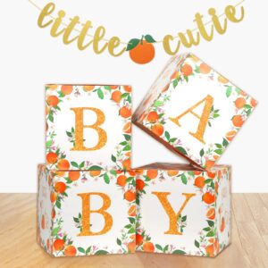 little cutie baby shower decorations, baby boxes with letters for baby shower, baby shower banner little cutie baby balloon boxes baby blocks for orange party baby shower decor, gender revel