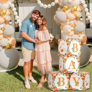 Little Cutie Baby Shower Decorations, Baby Boxes with Letters for Baby Shower, Baby Shower Banner Little Cutie Baby Balloon Boxes Baby Blocks for Orange Party Baby Shower Decor, Gender Revel