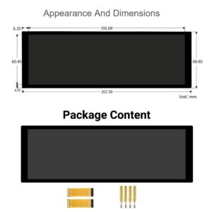 waveshare 7.9inch Touchscreen Display for Raspberry Pi 4B/3B+/3A+, 480×1280 Resolution IPS Screen, DSI Interface, Capacitive Touch Panel Support up to 5 Points Touch