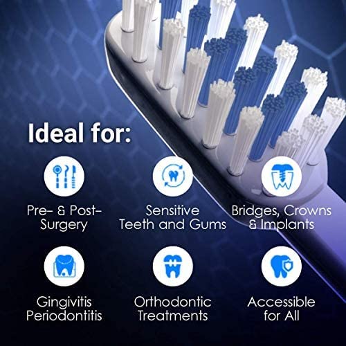 Emmi-dent Metallic/Professional 2-Pin Bristle-Head Attachments - Electric Toothbrush Replacement Heads. Cleans with Ultrasound Waves (Regular 4 Pack)