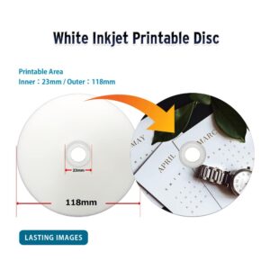 PlexDisc DVD-R 4.7GB 16x White Inkjet Hub Printable Blank DVD Discs - 100 Pack Shrink Wrap (No Container) Blank DVDs for Burning Video, DVD-R Blank Discs, Writable DVD Media