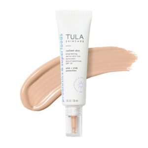 TULA Skin Care Radiant Skin Brightening Serum Skin Tint SPF-Facial Sunscreen Provides Broad Spectrum SPF 30 Protection, Tinted, Serum-Light Formula Brightens and Evens Skin-Shade 05, 1.0 fl oz.