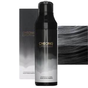 cheong dam style forest black change and coverage volume shampoo, semi permanent hair color, korean and darkening grey hair dye, peptide, ceramide, hyaluronic acid, paraben free, 6.7oz (dark brown)