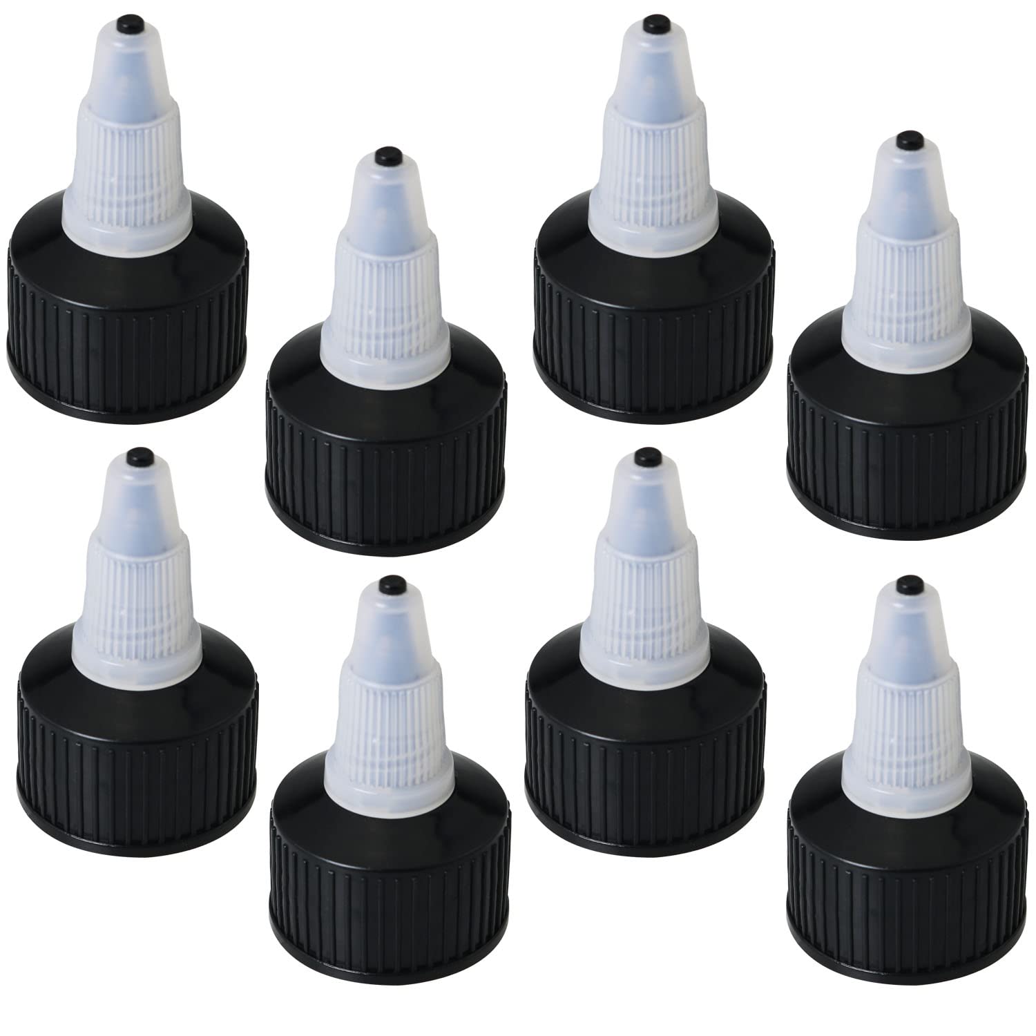 YHXiXi 8PCS Natural Twist Top Caps, Bottle Cap Dispensing Caps, Replacement Caps for Squeeze Bottles Angelus Paint Bottles, for Crafts, Art, Glue, Black