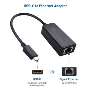 Cable Matters Plug & Play USB to Ethernet Adapter (USB 3.0 to Gigabit Ethernet) & Plug & Play USB C to Ethernet Adapter (Thunderbolt to Ethernet Adapter, Gigabit Ethernet to USB C) in Black