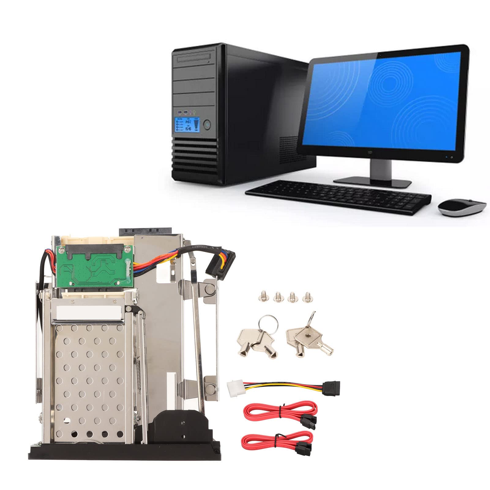 2.5in Trayless Hot Swap Mobile Rack Backplane, Bay Internal HDD Enclosure Cage, Support SATA I/II/III 6Gbps for 2.5" 3.5”Hard Drive SSD from 9.5mm-26mm Thick