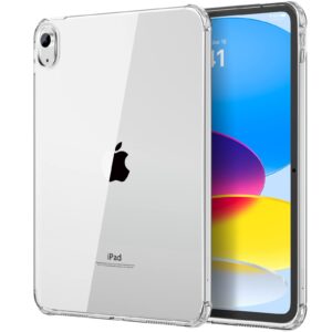 moko clear case fit new ipad 10.9 2022, ipad 10th generation clear case, lightweight soft tpu, anti-scratch ultra clear protective tablet cover, shockproof impact resistant, clear