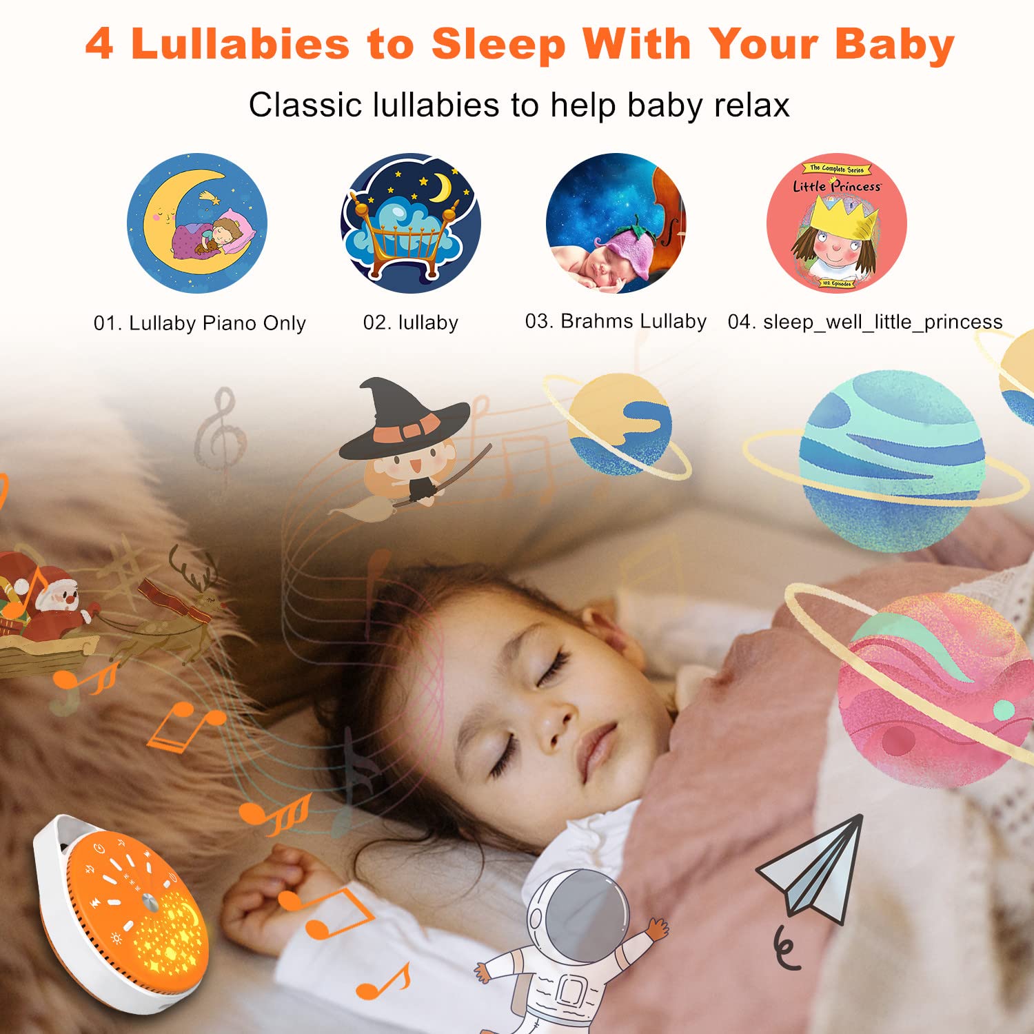 White Noise Machine Baby, Portable Sound Machine for Baby Kids Adult Sleeping, 10 Soothing Sounds, 7-Color Night, USB Rechargeable, Auto-off Timer, Sleep Noise Machine Therapy for Home, Office, Travel