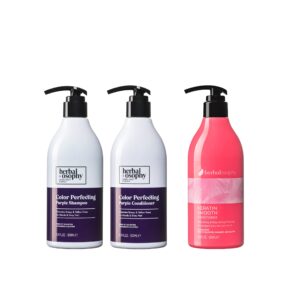 2 x 16.9 fl oz purple shampoo & conditioner set with 16.9 fl oz keratin smooth conditioner, free of sulfate, parabens and gluten