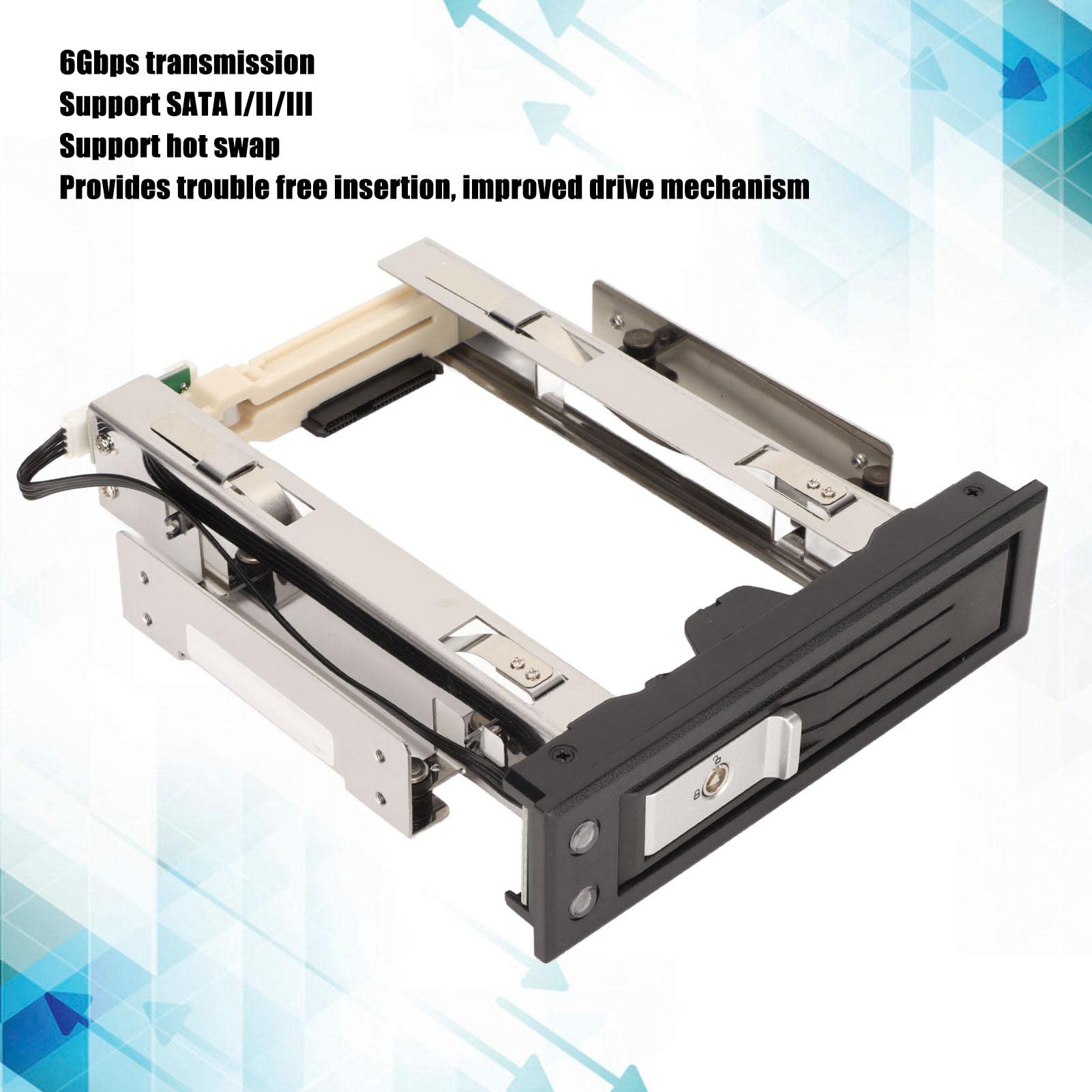 Aluminium Trayless Hot Swap Mobile Rack Backplane Single Bay Internal HDD Enclosure, Support SATA I/II/III 6Gbps for 3.5" Hard Drive SSD and 5.25" Floppy Drive