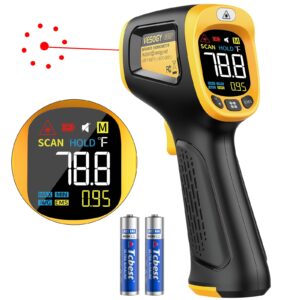 infrared thermometer temperature gun -58°f ~932°f, digital laser thermometer gun for cooking, pizza oven, grill & engine, ir thermometer temp gun with adjustable emissivity & max-min measure