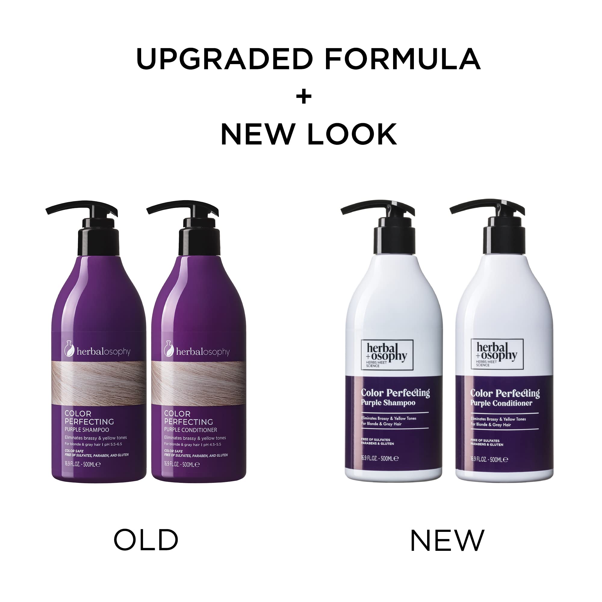 2 x 16.9 Fl Oz Purple Shampoo & Conditioner Set with 16.9 Fl Oz Keratin Smooth Conditioner, Free of Sulfate, Parabens and Gluten