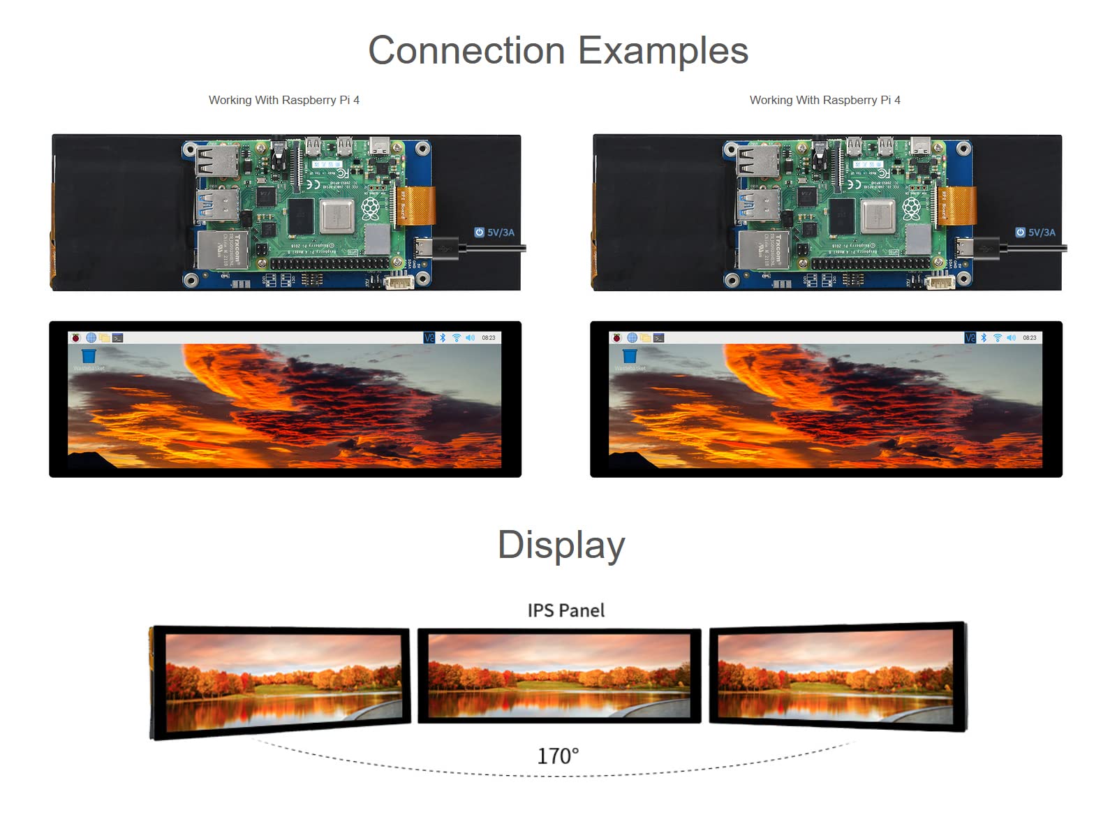 waveshare 7.9inch Touchscreen Display for Raspberry Pi 4B/3B+/3A+, 480×1280 Resolution IPS Screen, DSI Interface, Capacitive Touch Panel Support up to 5 Points Touch