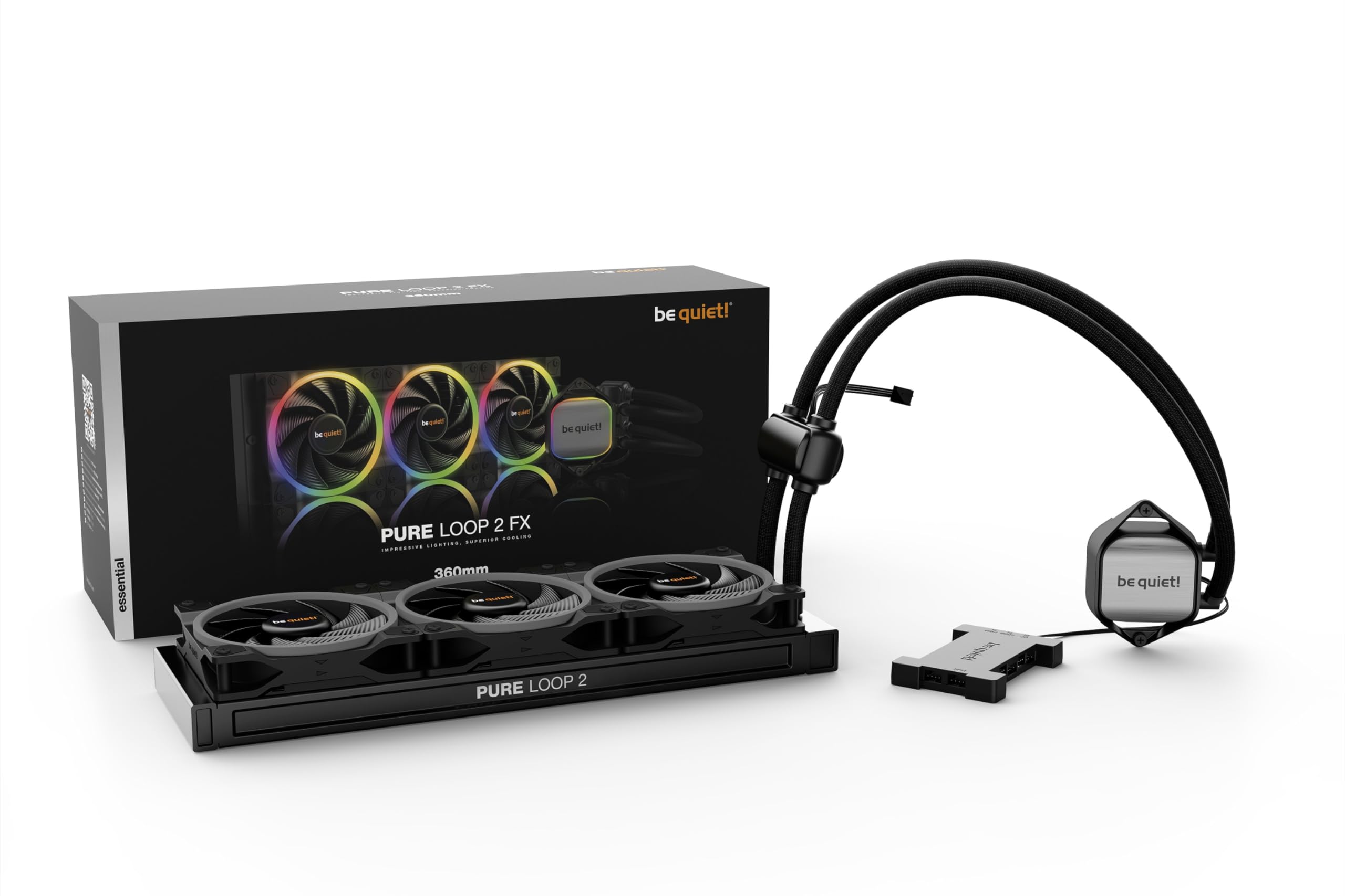 be quiet! Pure Loop 2 FX 360mm, CPU Liquid Cooler for Intel Core i3/i5/i7/i9 or AMD Ryzen 3/5/7/9, ARGB LED Illumination, 3X Light Wings PWM high-Speed Fan -BW015