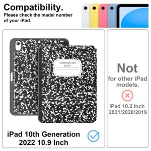 Supveco Case for ipad 10th Generation 10.9 Inch 2022 with Pencil Holder-[Multi Viewing Angles+Auto Wake/Sleep], Premium Folio Stand Case with Soft TPU Back Cover for iPad 10th Gen 2022-Book