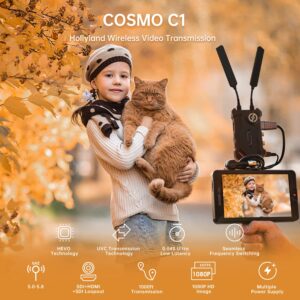 Hollyland Cosmo C1 Wireless Video Transmitter Receiver 5GHz Transmission System, 1000ft Range, Dual SDI&1-HDMI, Up-to 1080p60, 40ms Low Latency, UVC Direct Live Stream, Seamless Channel Switch