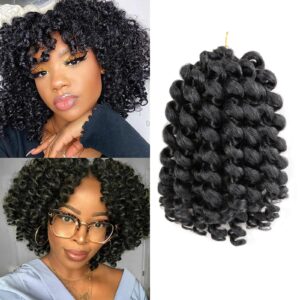 8 inch 5 pcs wand curl crochet hair jamaican bounce crochet hair short curly braids hair curly crochet hair for black women 20 roots/pack(#1b)