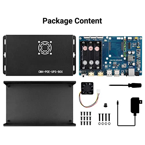 Waveshare PoE UPS Uninterruptible Power Supply Base Board/Mini-Computer Designed for Raspberry Pi Compute Module 4 Gigabit Ethernet Dual HDMI Quad USB2.0