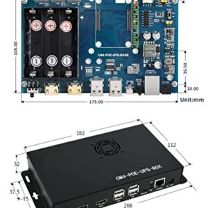 Waveshare PoE UPS Uninterruptible Power Supply Base Board/Mini-Computer Designed for Raspberry Pi Compute Module 4 Gigabit Ethernet Dual HDMI Quad USB2.0