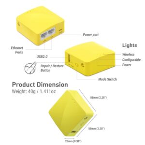 GL.iNet GL-AXT1800 (Slate AX) Pocket-Sized Wi-Fi 6 Gigabit Travel Router & GL.iNet GL-MT300N-V2(Mango) Portable Mini Travel Wireless Pocket VPN Router