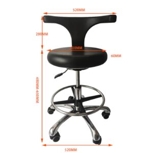 GUNEL Medical Dental Rolling Stool with Backrest, Ergonomic Dentist Chair Lab Seats Adjustable 360 Degree Swivel PU Leather Lift Chair Assistant Stool Chair (Color : Red)