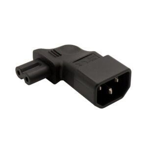 Strhowill IEC320 C14 to C7 AC Power Adapter IEC320 C14 3 Prong Male Plug to C7 2 Prong Female right 90 Degree Receptacle Power Plug C14 to C7 right 90 Degree Adapter 10A 250V Black (Right 90 Degree)