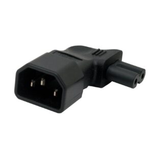 strhowill iec320 c14 to c7 ac power adapter iec320 c14 3 prong male plug to c7 2 prong female right 90 degree receptacle power plug c14 to c7 right 90 degree adapter 10a 250v black (right 90 degree)