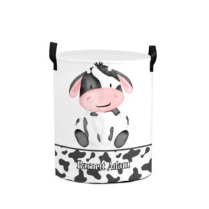 cow print farm animal storage bin, waterproof oxford fabric clothes basket organizer for laundry hamper,toy bins,gift baskets, bedroom, clothes,baby nursery