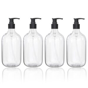 4 pack 17 ounce round pump bottle dispenser 500 ml refillable clear plastic lotion dispenser empty lotion pump bottle liquid container for essential oil soap lotion shampoo