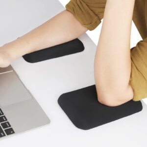 leolee elbow rest pads for desk, black ergonomic arm rest pads with memory foam & non-slip base, armrest cushion support pad relieve elbow and wrist pain for computer, office, 2 packs