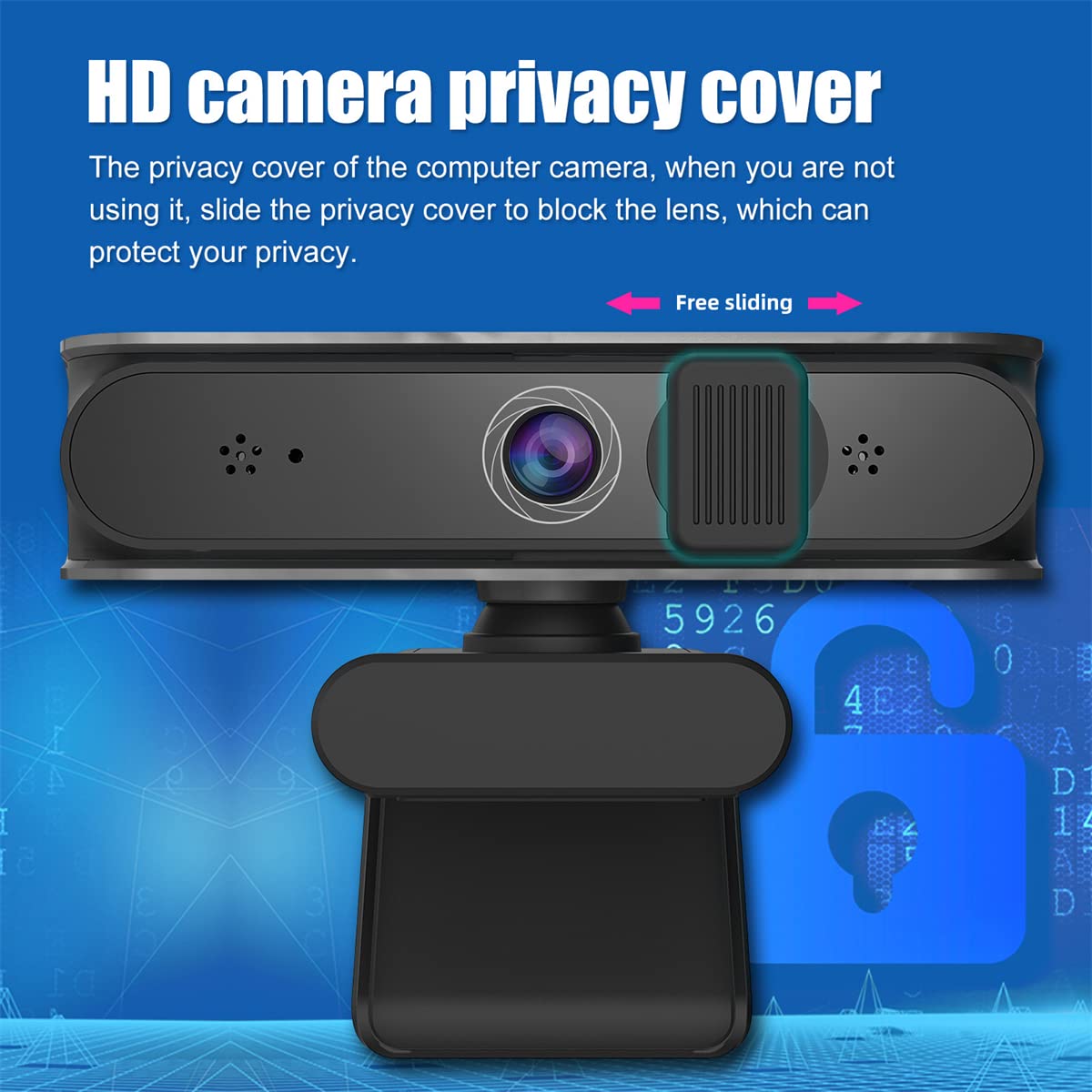 SYVI Webcam,HD 1080P Webcam USB Webcam Play and Plug Streaming Webcam Desktop and Laptop,for Video Call Streaming Meeting Gaming Online Classroom,Black