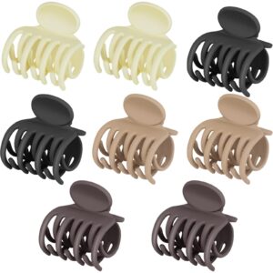 kaund 8 pcs 1.6 inch hair clips for thin hair, medium size non-slip matte claw clips women, double row teeth jaw clips with neutral color (c01-8 pack)