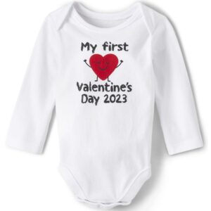 The Children's Place Baby Holidays Long Sleeve Graphic Bodysuits, My First Valentines Day-2023, 6-9 Months