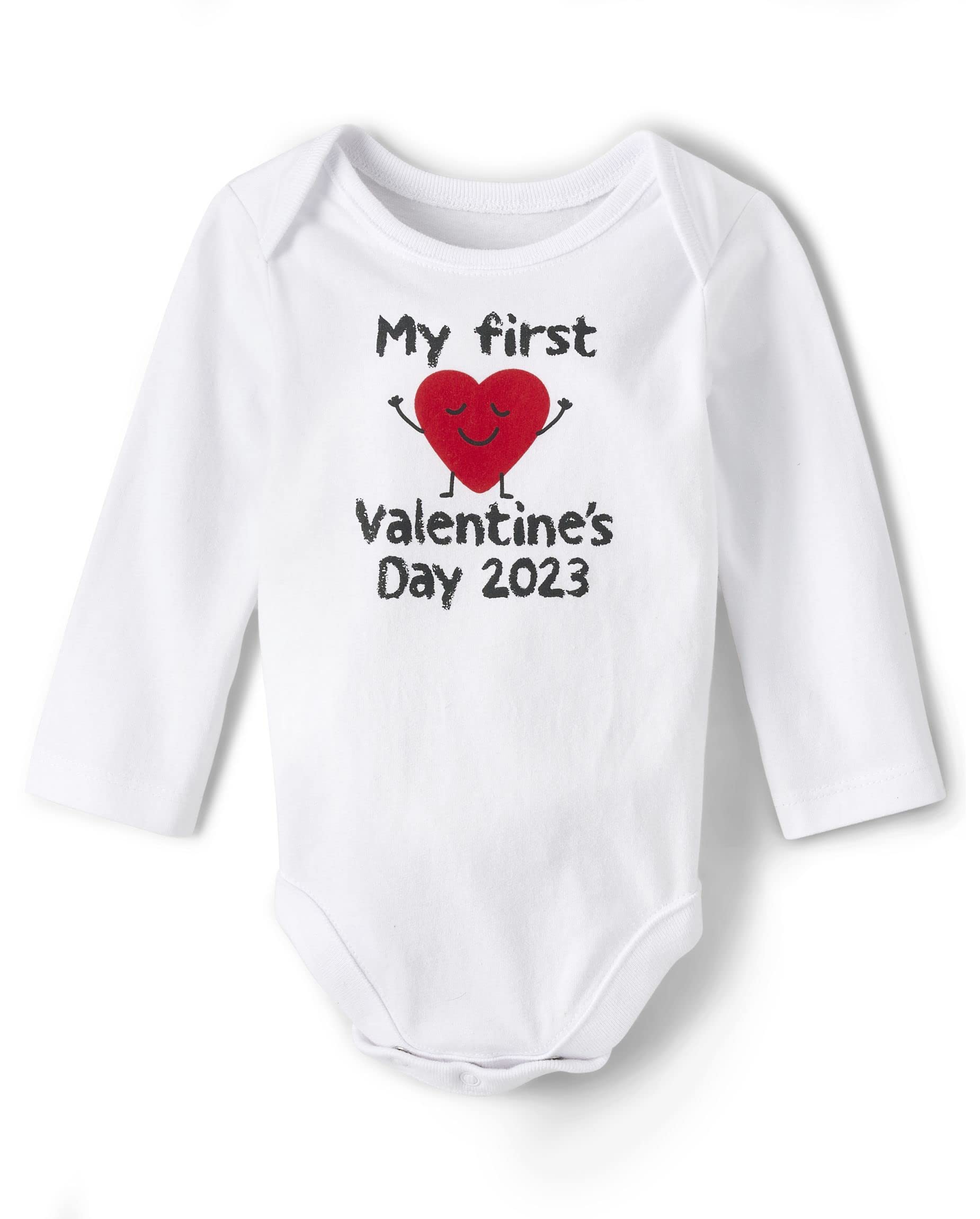 The Children's Place Baby Holidays Long Sleeve Graphic Bodysuits, My First Valentines Day-2023, 6-9 Months