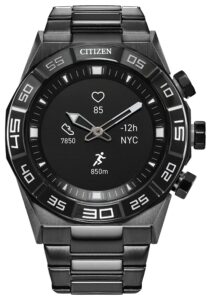 citizen cz smart gen 1 hybrid smartwatch 44mm, continuous heart rate tracking, fitness activity, golf app, displays notifications and messages, bluetooth connection, 15 day battery life