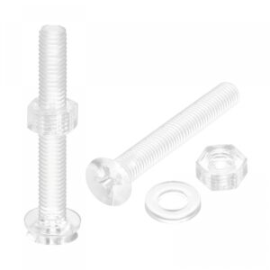 uxcell m5 x 40mm plastic phillips machine screws with nuts and flat washers, pc flat head machine bolts transparent 20 sets