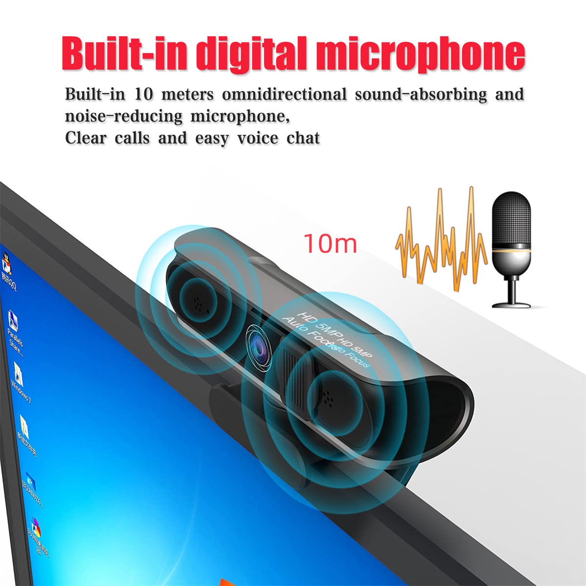 SYVI Webcam,HD 1080P Webcam USB Webcam Play and Plug Streaming Webcam Desktop and Laptop,for Video Call Streaming Meeting Gaming Online Classroom,Black