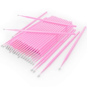 hgloz microswabs for eyelash extensions pack of 500 in pink – 2mm soft micro applicator brush with microfiber wands – suitable for cleaning and applying make-up