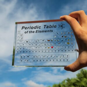 periodic table with real elements inside, acrylic periodic table with flannel bag, 3d periodic table of elements, chemistry gifts for kids adults teacher