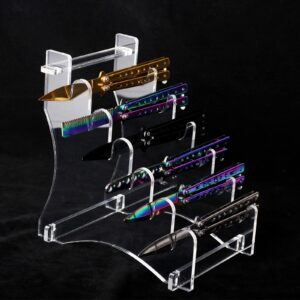 WANLIAN Knife Rack Knife Display Rack Knife Storage Rack 6 Tier Acrylic Countertop Knife Display Rack for Knife Display Storage(Transparent)