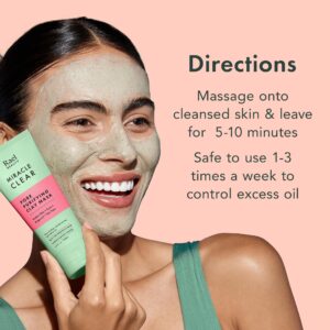 Rael Blackhead Remover, Miracle Clear Clay Mask - Exfoliating Face Wash, Pore Minimizer, Korean Skincare, Gentle, Hydrating, with Tea Tree, Vegan, Cruelty Free (100 ml, 3.4 fl oz)