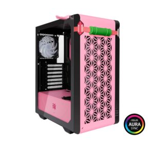 ASUS TUF GT301 NEZUKO Mid-Tower Compact Case Demon Slayer Edition for ATX Motherboards with Honeycomb Front Panel,120mmAura Addressable RBG Fans,Headphone Hanger, and 360mm Radiator Support, 2xUSB 3.2