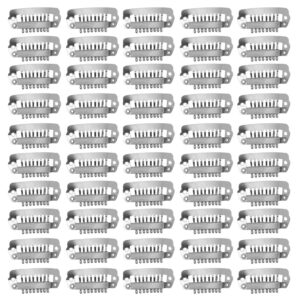 hair extension clips,wig clips to secure wig no sew,hair wig clips hair extension clips set stainless steel diy 8 teeth snap comb wig clips accessories 1.1in (50pcs)(silver), hair extension clips