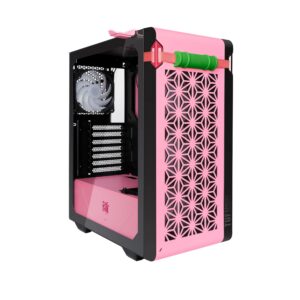 asus tuf gt301 nezuko mid-tower compact case demon slayer edition for atx motherboards with honeycomb front panel,120mmaura addressable rbg fans,headphone hanger, and 360mm radiator support, 2xusb 3.2