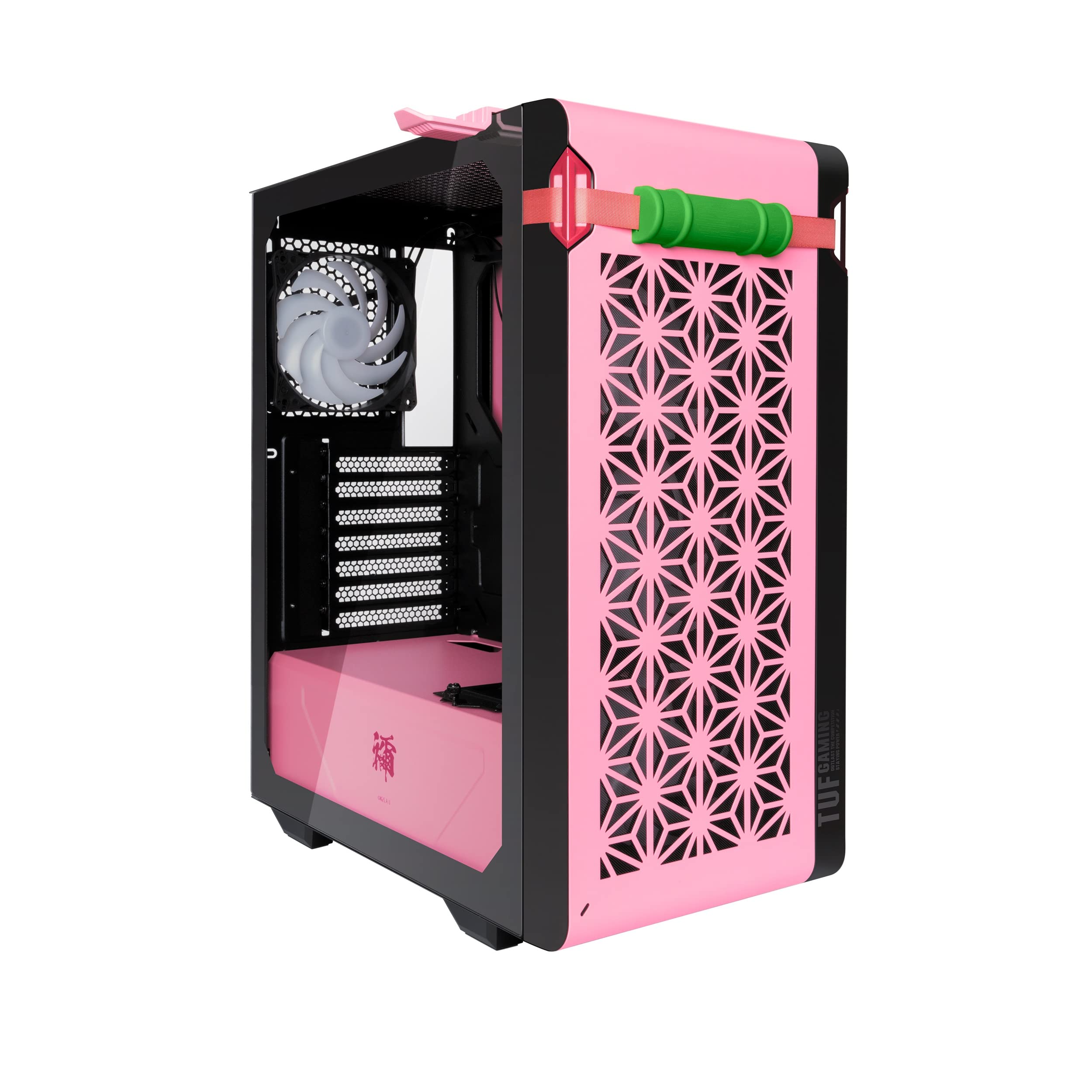 ASUS TUF GT301 NEZUKO Mid-Tower Compact Case Demon Slayer Edition for ATX Motherboards with Honeycomb Front Panel,120mmAura Addressable RBG Fans,Headphone Hanger, and 360mm Radiator Support, 2xUSB 3.2